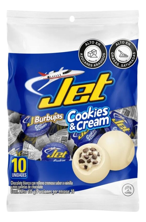 Chocolatina Jet Burbujas Cookies & Cream 135 Gr 10 Unidades - Drogueria ...